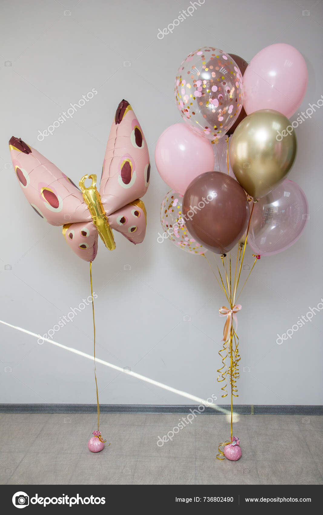 Set Balloons Pink Numbers Pink Butterfly Balloon Bunch Helium Balloons ...