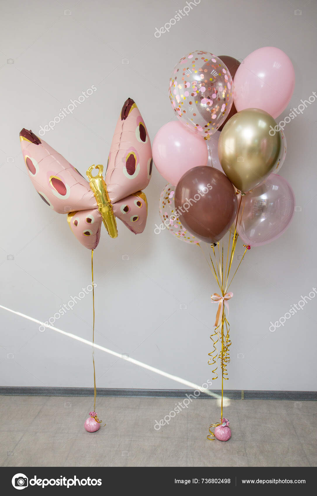 Set Balloons Pink Numbers Pink Butterfly Balloon Bunch Helium Balloons ...