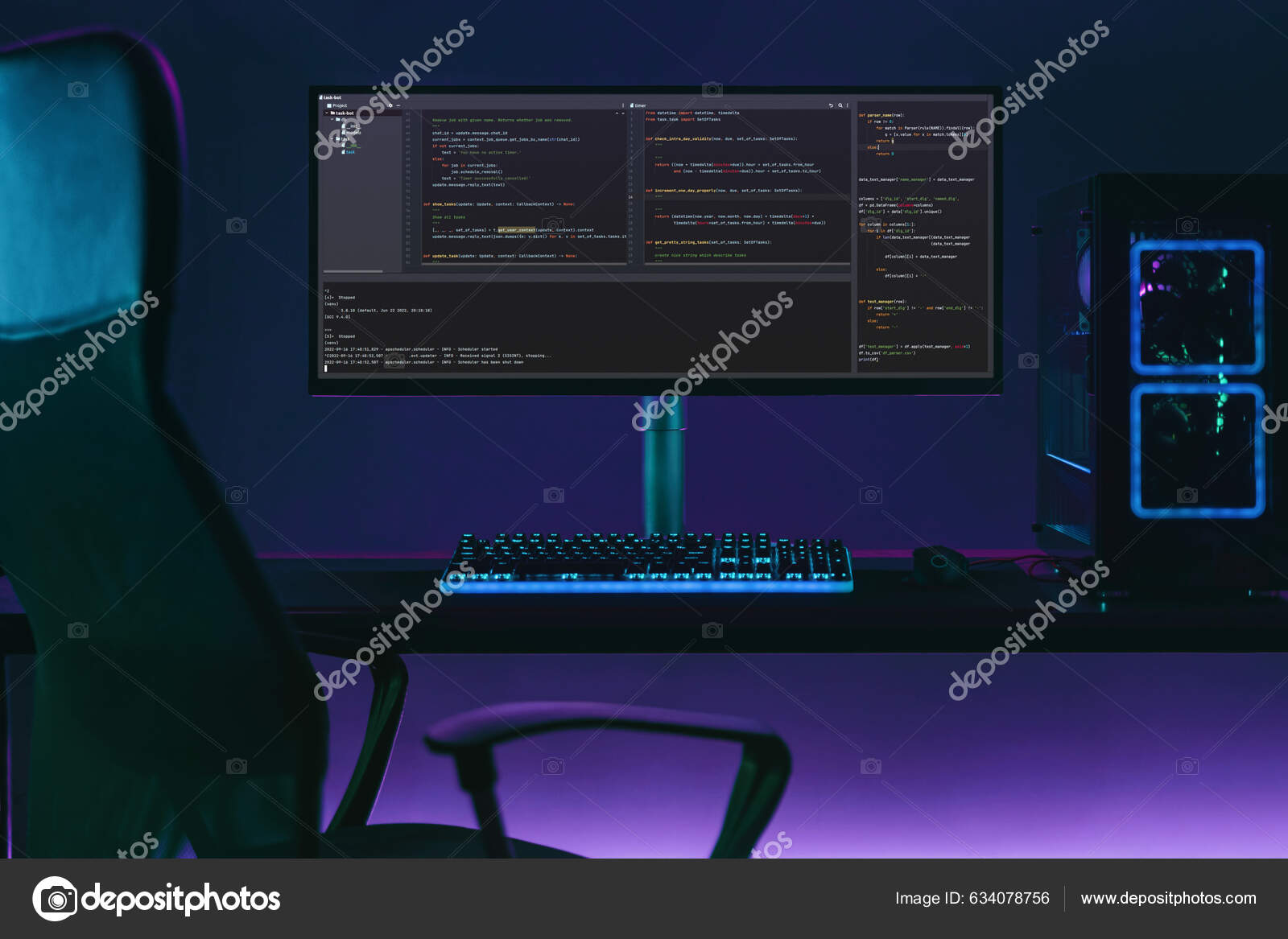 Empty Programming Workspace Big Monitor Screen Shows Code Professional ... Empty Programming Workspace Big Monitor Screen Shows Code Professional ...