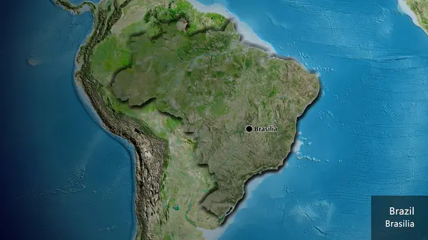 Close-up of the Brazil border area highlighting with a dark overlay on ...