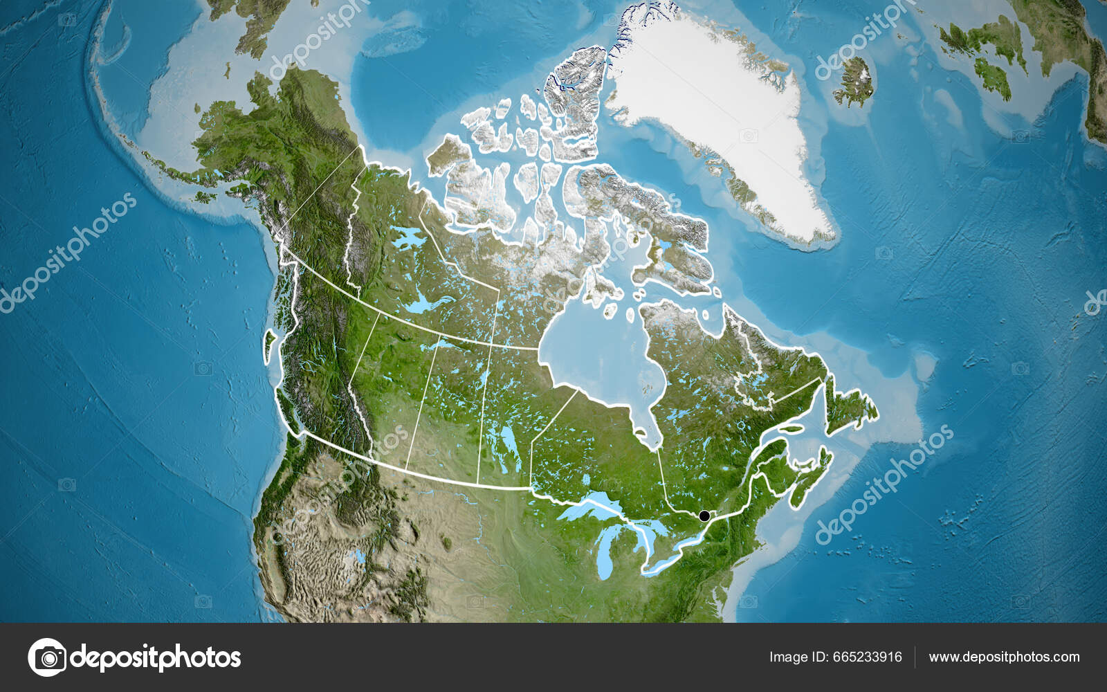Close Canada Border Area Its Regional Borders Satellite Map Capital ...