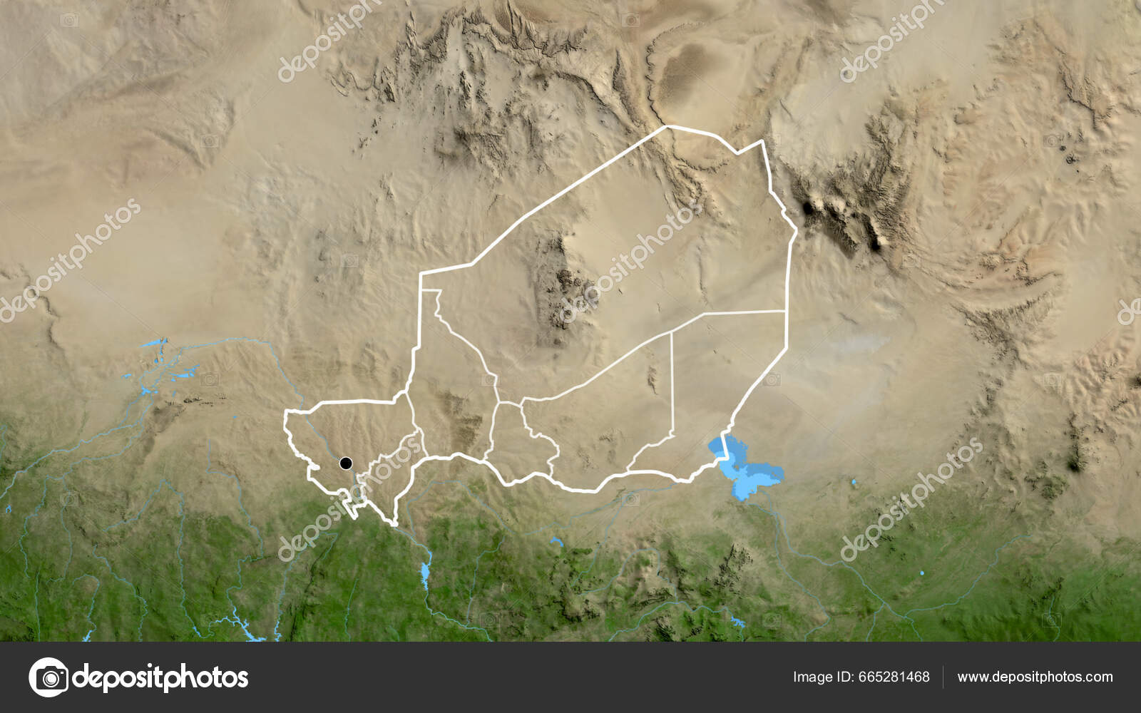 Close Niger Border Area Its Regional Borders Satellite Map Capital ...