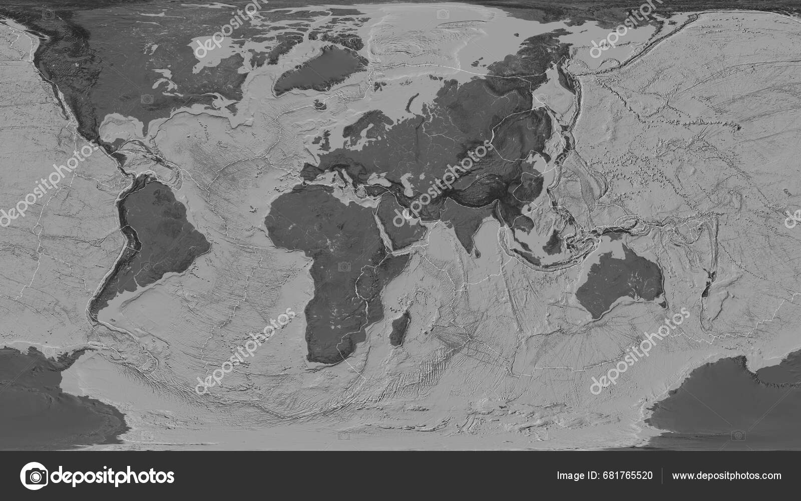 Bilevel Elevation Map World Patterson Cylindrical Projection ...