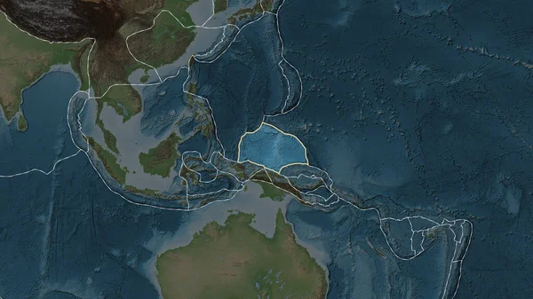 Tectonic Plates Borders Areas Adjacent Caroline Plate Area Satellite ...