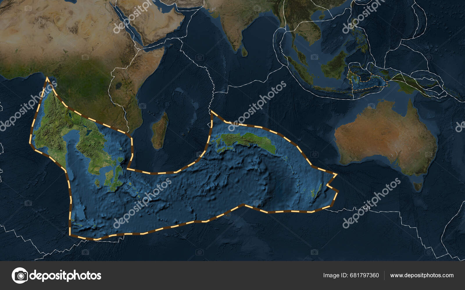 Area Banda Sea Tectonic Plate Outlined Extracted Global Satellite ...
