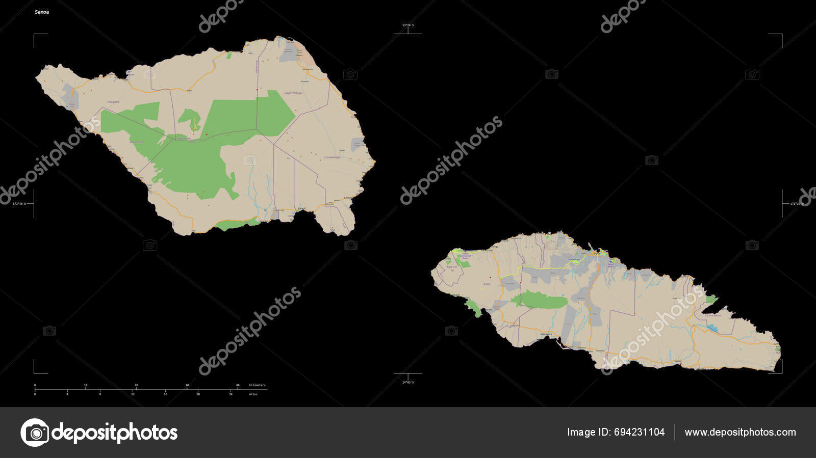 Shape Topographic Osm Standard Style Map Samoa Distance Scale Map — Stock Photo © zelwanka ...