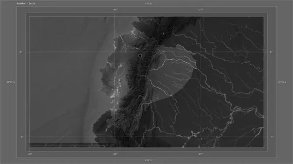 Kyrgyzstan Highlighted Grayscale Elevation Map Lakes Rivers Map Country ...
