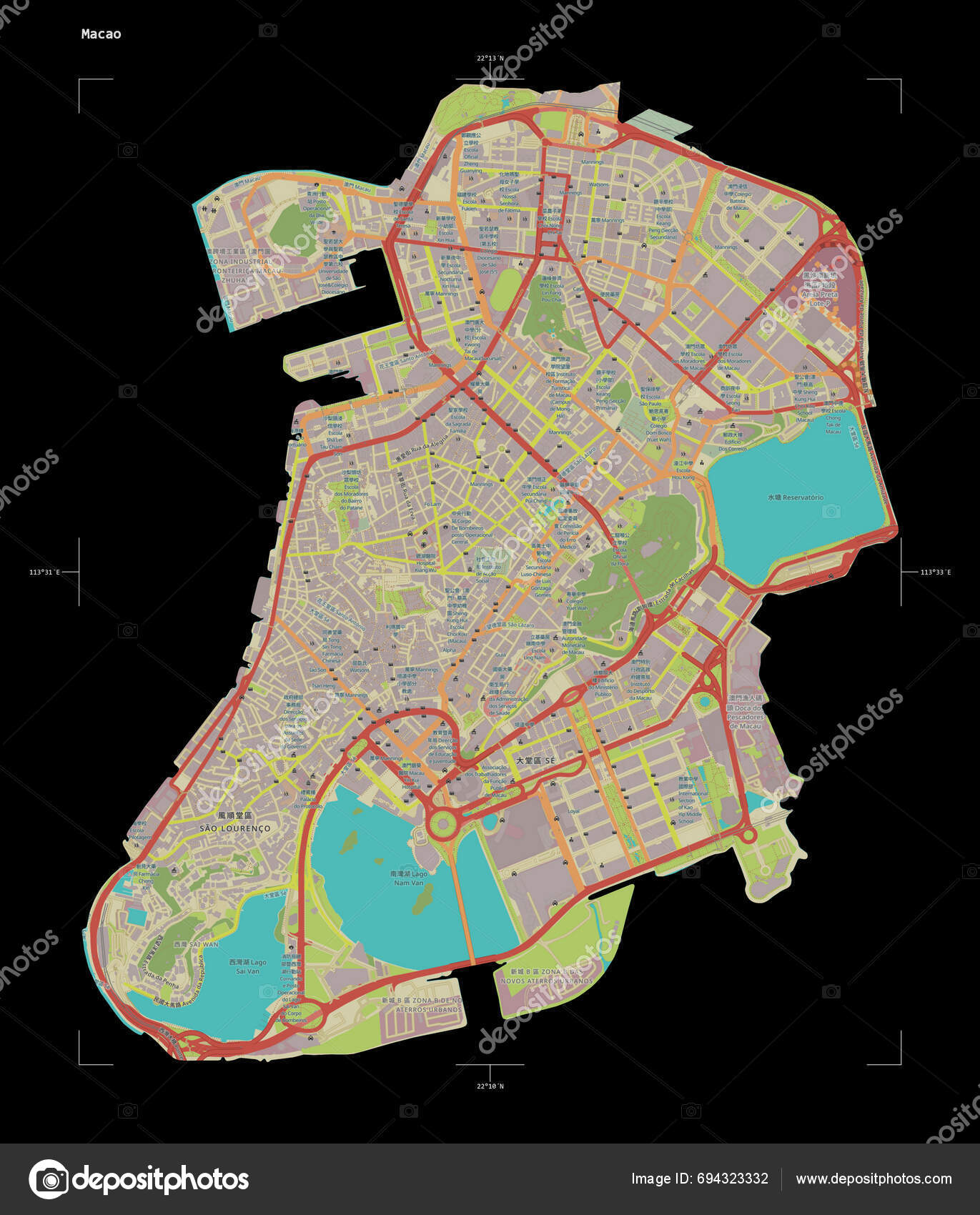 Shape Topographic Osm Humanitarian Style Map Macao Distance Scale Map ...