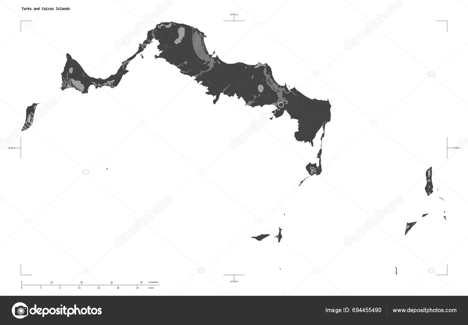 Shape Bilevel Elevation Map Lakes Rivers Turks Caicos Islands Distance Stock Photo by ©zelwanka ...
