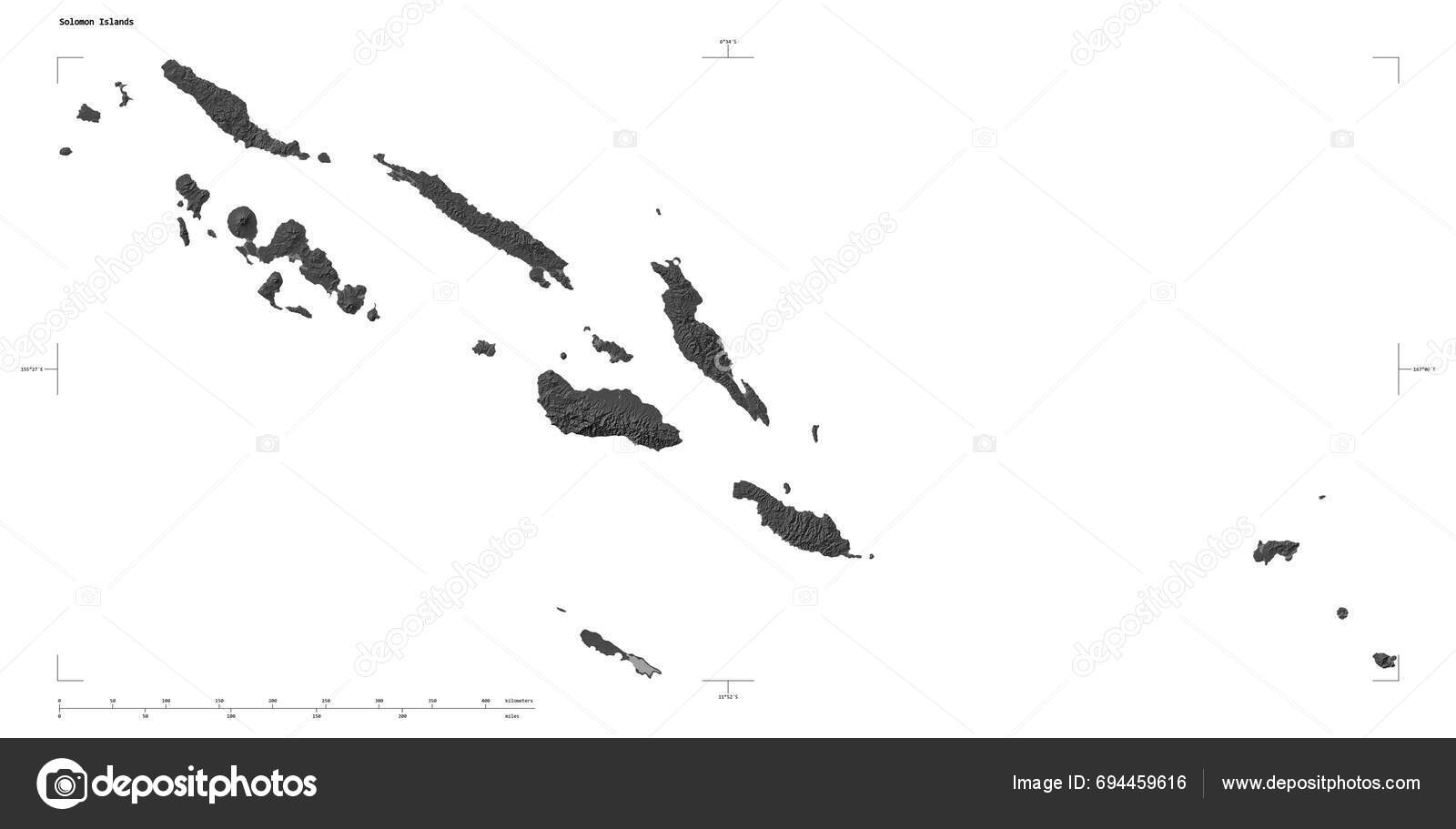 Shape Bilevel Elevation Map Lakes Rivers Solomon Islands Distance Scale Stock Photo by ©zelwanka ...