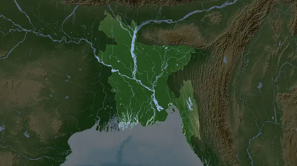 Bangladesh Highlighted High Resolution Satellite Map — Stock Photo © zelwanka #707977314