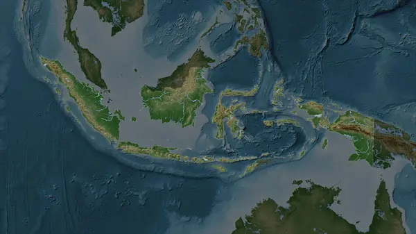 Indonesia Highlighted High Resolution Satellite Map — Stock Photo © zelwanka #707978384