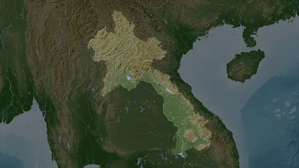 Laos Highlighted High Resolution Satellite Map — Stock Photo © zelwanka #707978632