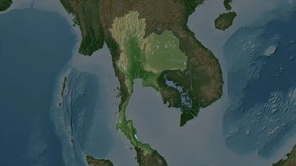 Laos Highlighted High Resolution Satellite Map — Stock Photo © zelwanka #707978632