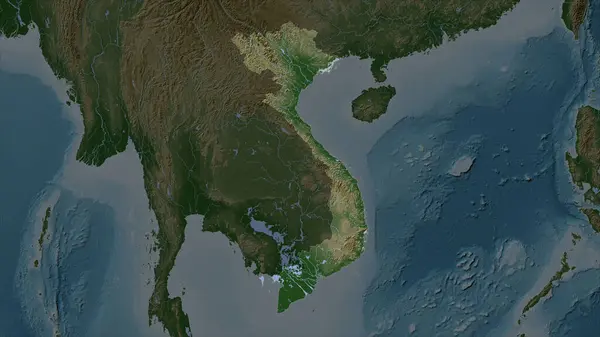 Laos Highlighted High Resolution Satellite Map — Stock Photo © zelwanka #707978632