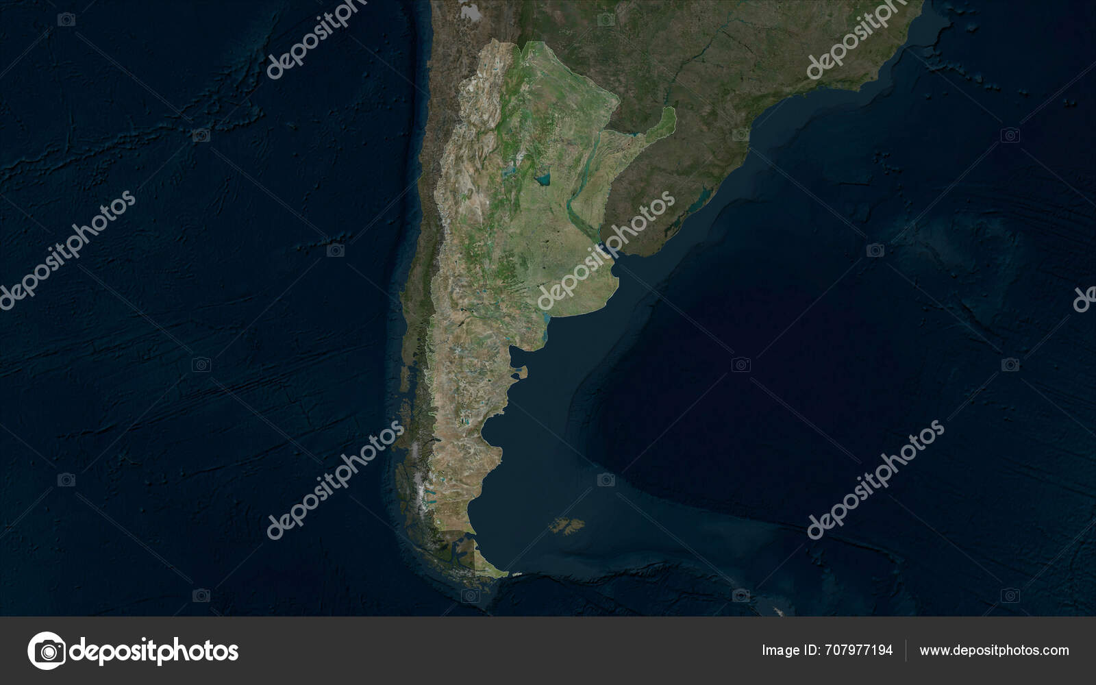 Argentina Highlighted High Resolution Satellite Map — Stock Photo © zelwanka #707977194