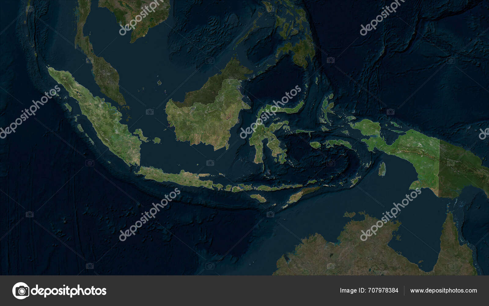 Indonesia Highlighted High Resolution Satellite Map — Stock Photo © zelwanka #707978384