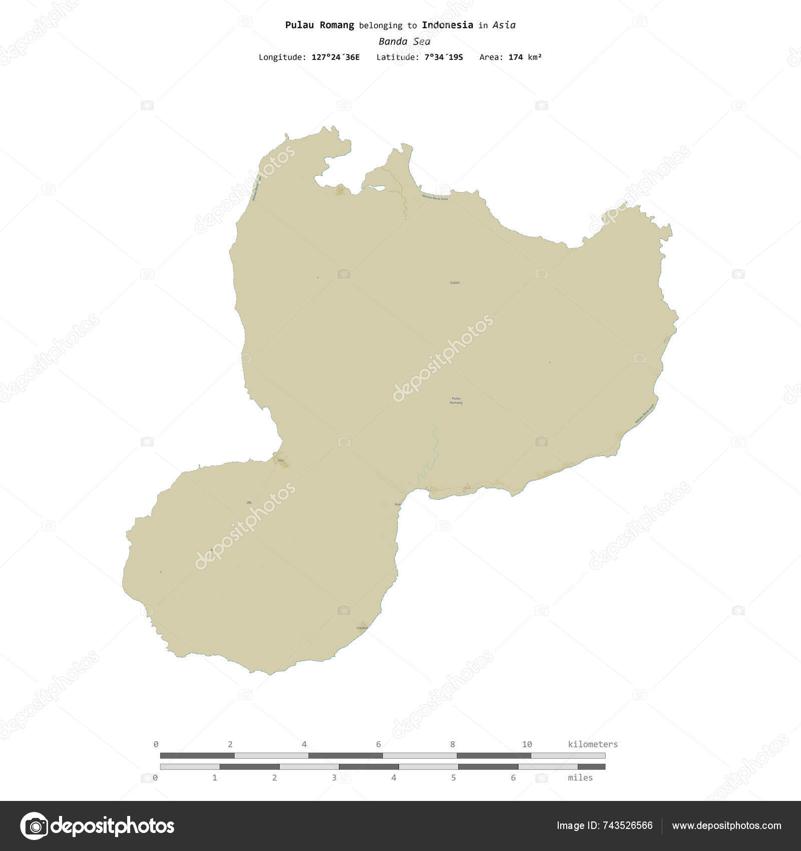 Pulau Romang Banda Sea Belonging Indonesia Isolated Topographic Osm ...
