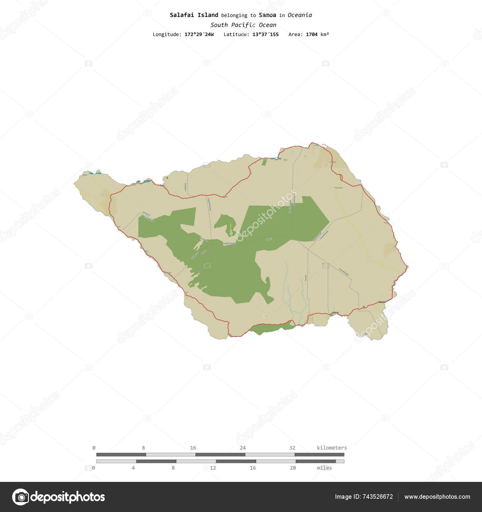 Savaii Island South Pacific Ocean Belonging Samoa Isolated Topographic ...