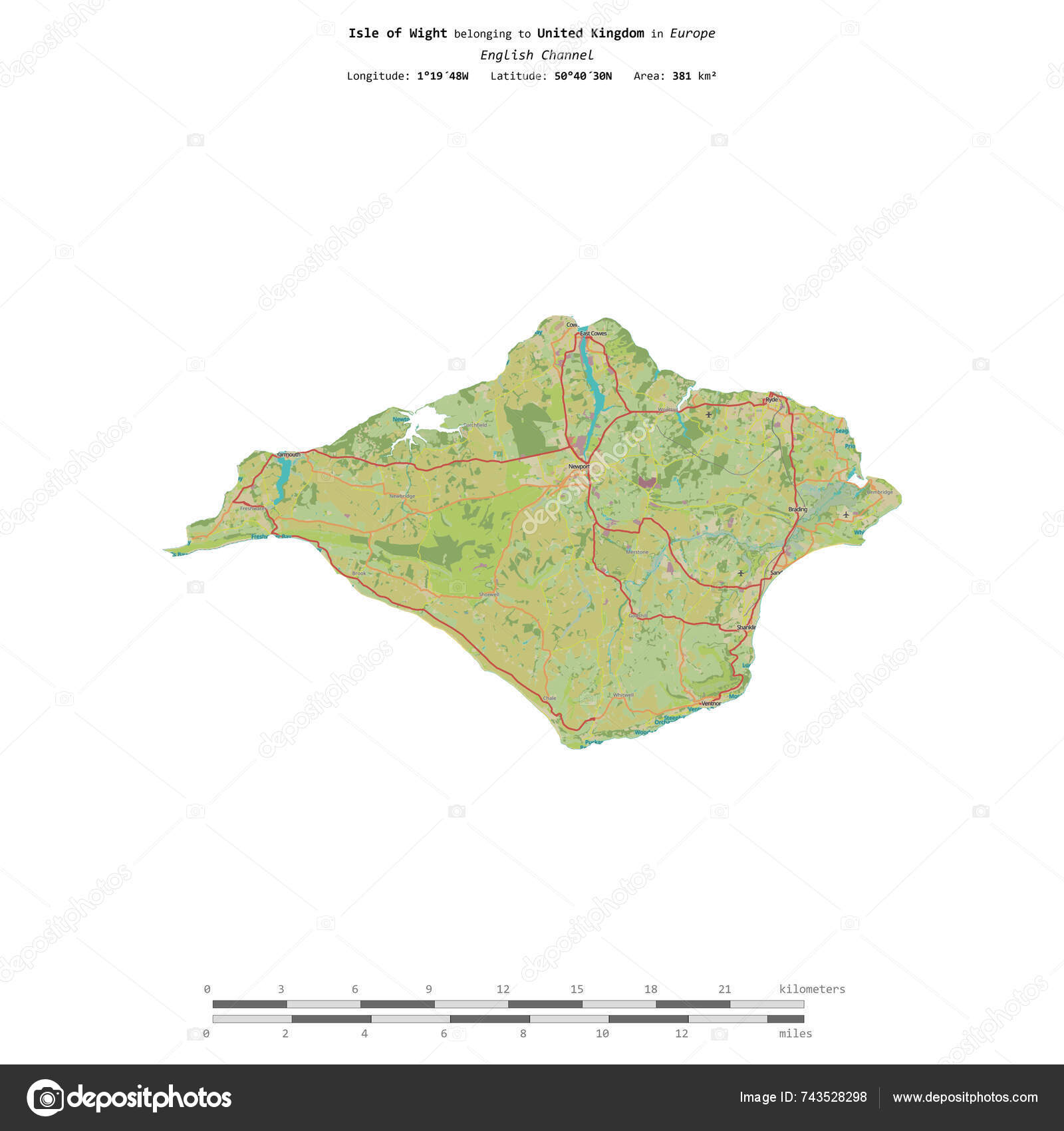 Isle Wight English Channel Belonging United Kingdom Isolated ...