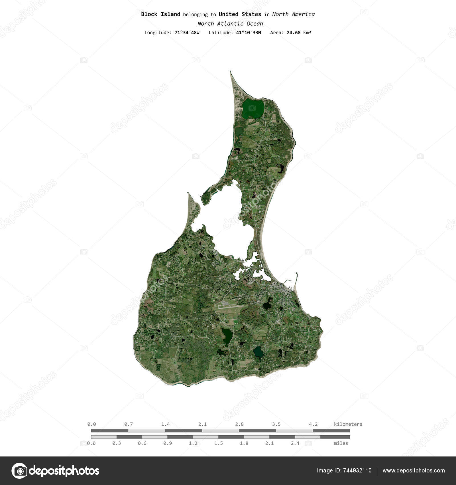 Block Island North Atlantic Ocean Belonging United States Isolated ...
