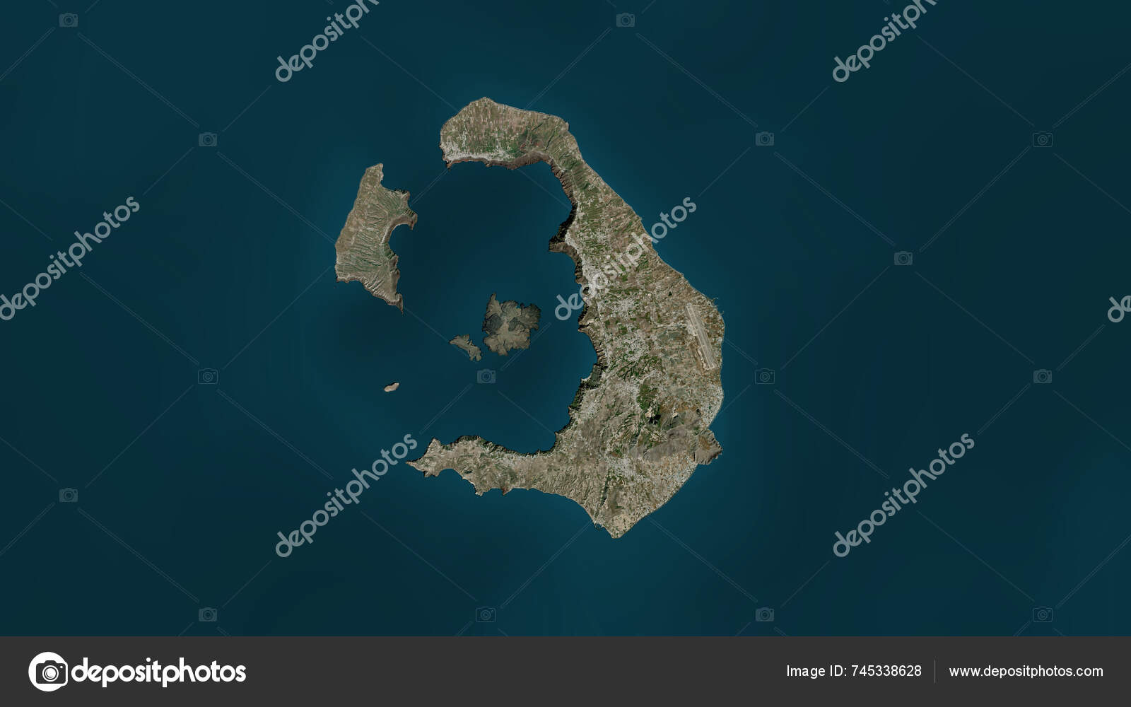 Santorini Island Aegean Sea Satellite Image Taken October 2023 — Stock Photo © zelwanka #745338628