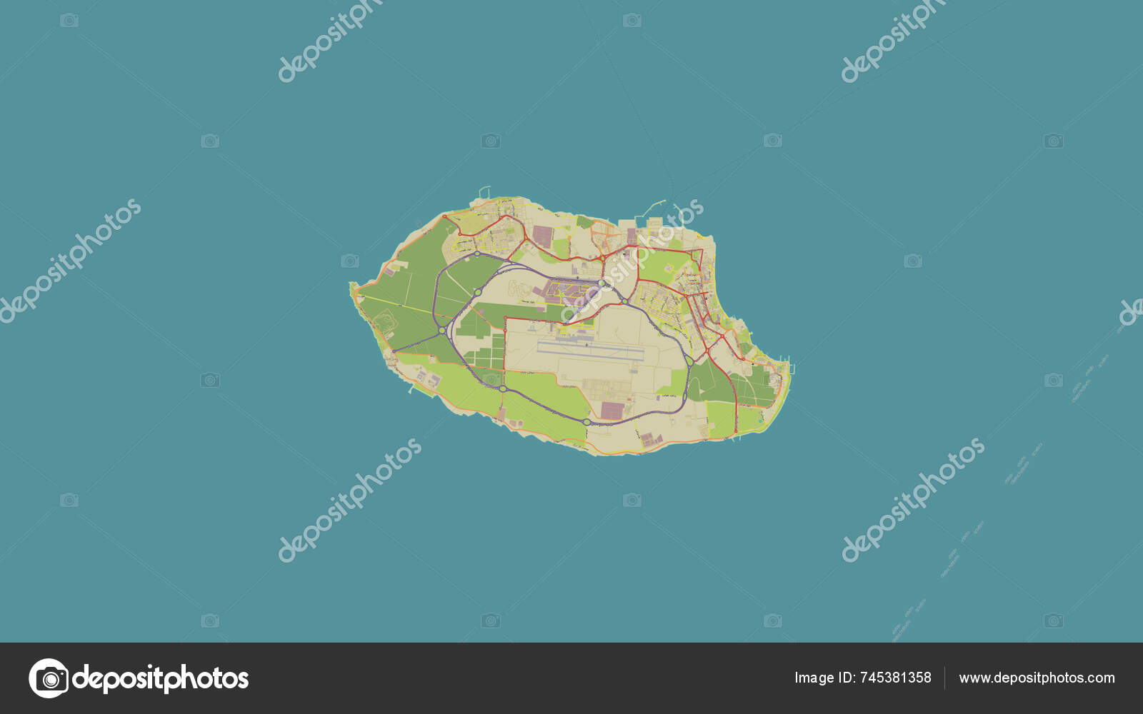 Kish Island Persian Gulf Topographic Osm Humanitarian Style Map — Stock ...