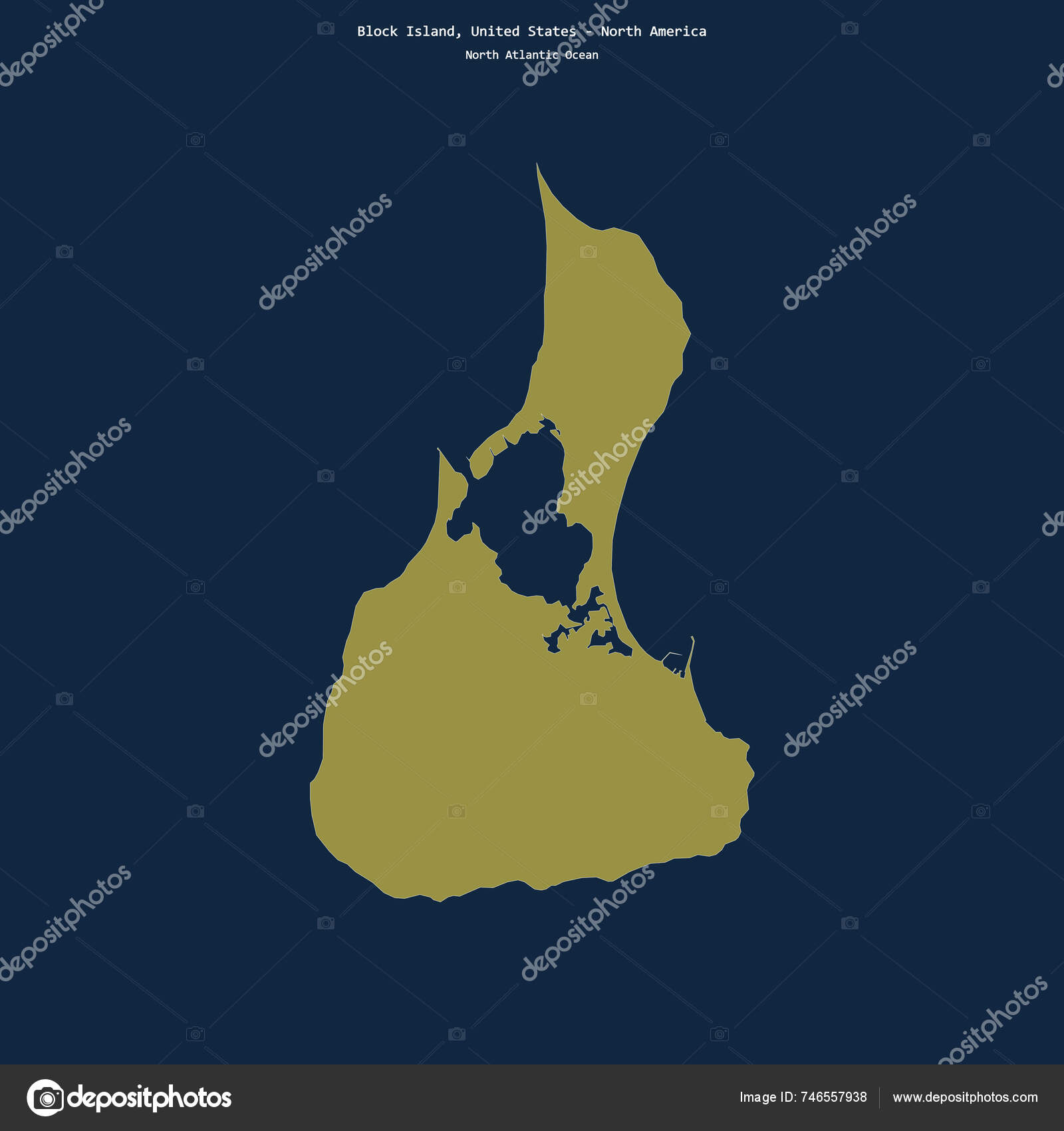 Shape Block Island North Atlantic Ocean Belonging United States — Stock ...