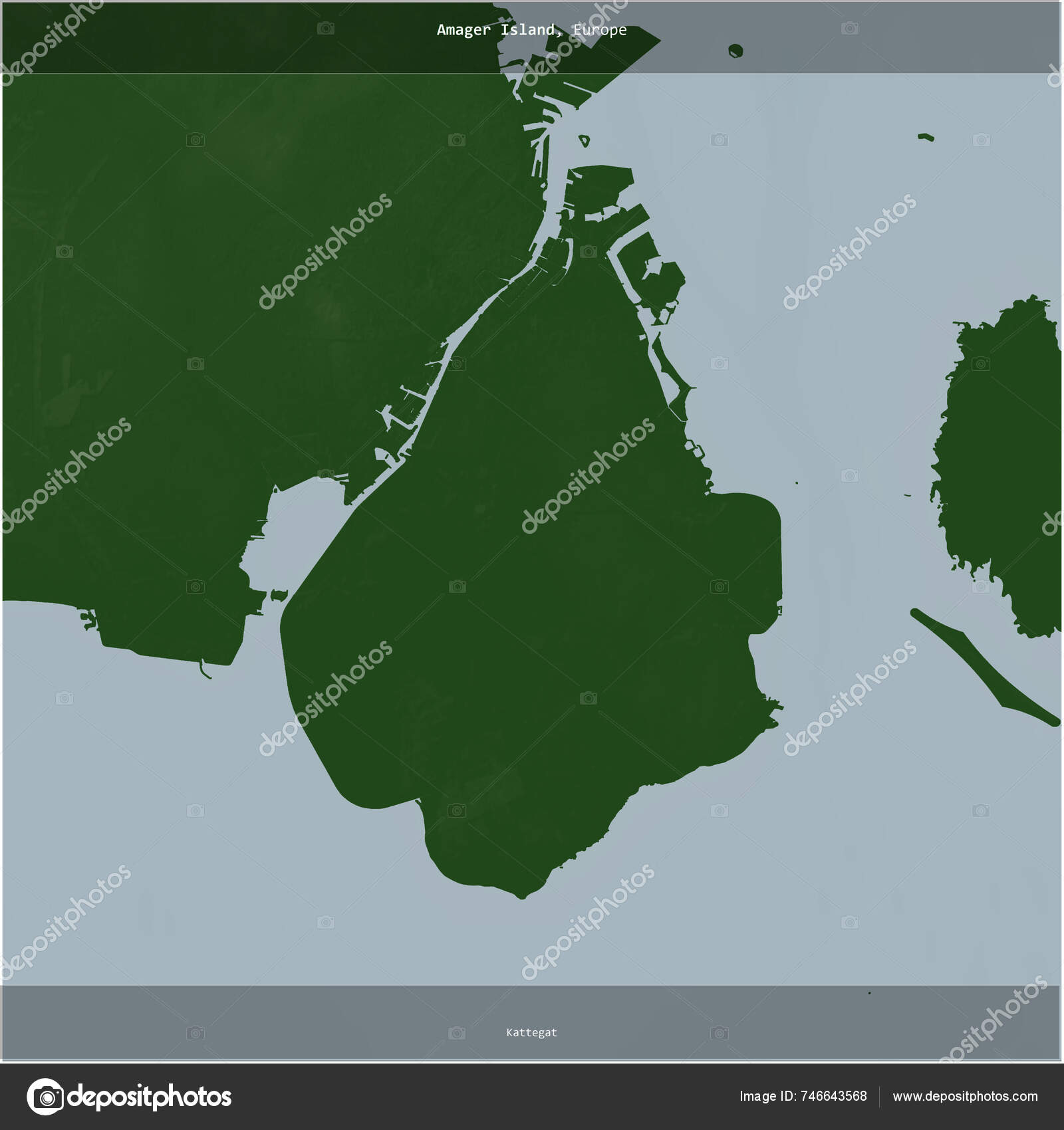Amager Island Kattegat Belonging Denmark Cropped Square Colored ...