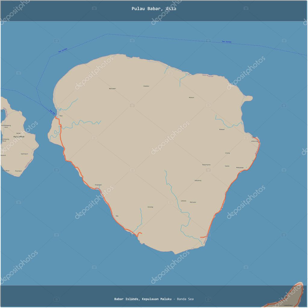 Pulau Babar en el Mar de Banda, perteneciente a Indonesia, recortado a ...