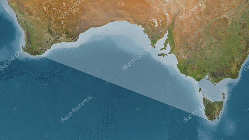 Gran Australian Bight destacado en un mapa de imagen por satélite 2025