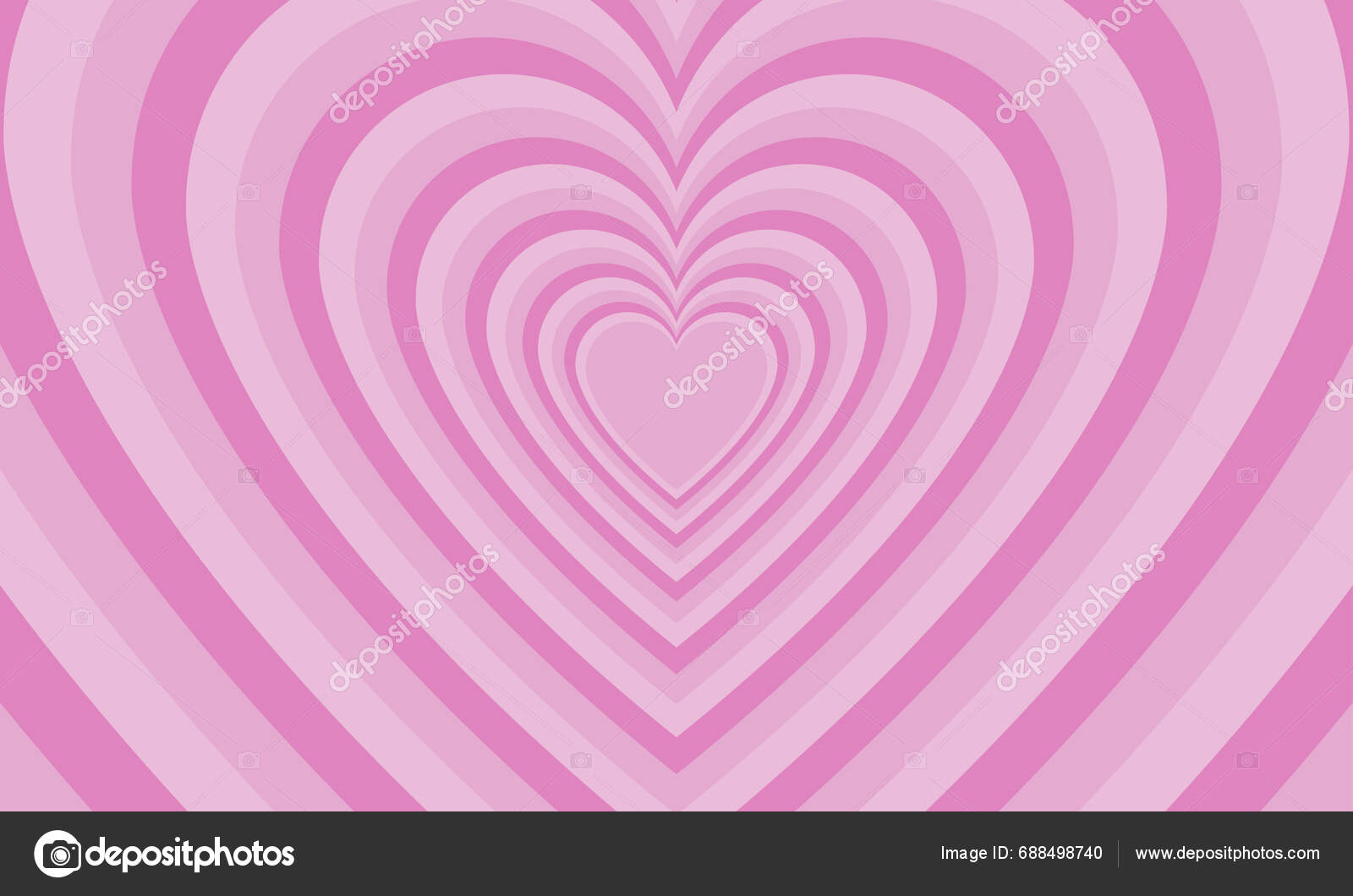Cute Groovy Heart Romantic Background Tunnel Concentric Hearts Vector ...