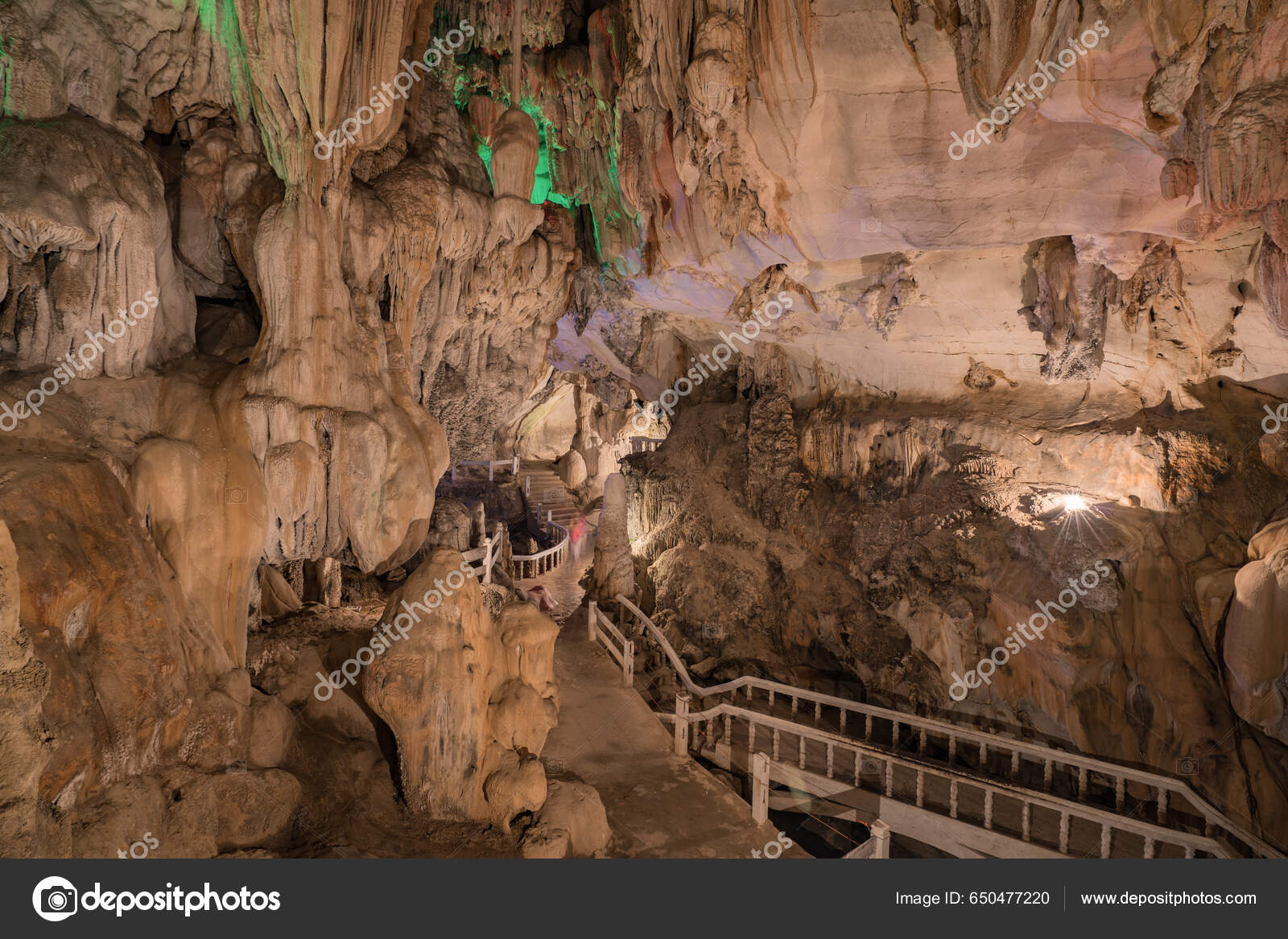 Pathway Underground Cave Laos Stalagmites Stalactites Stock Photo by ...