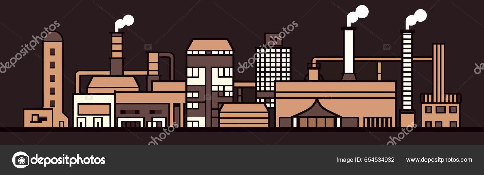 Street Factory Buildings Background Vector Illustration Stock Vector by ...