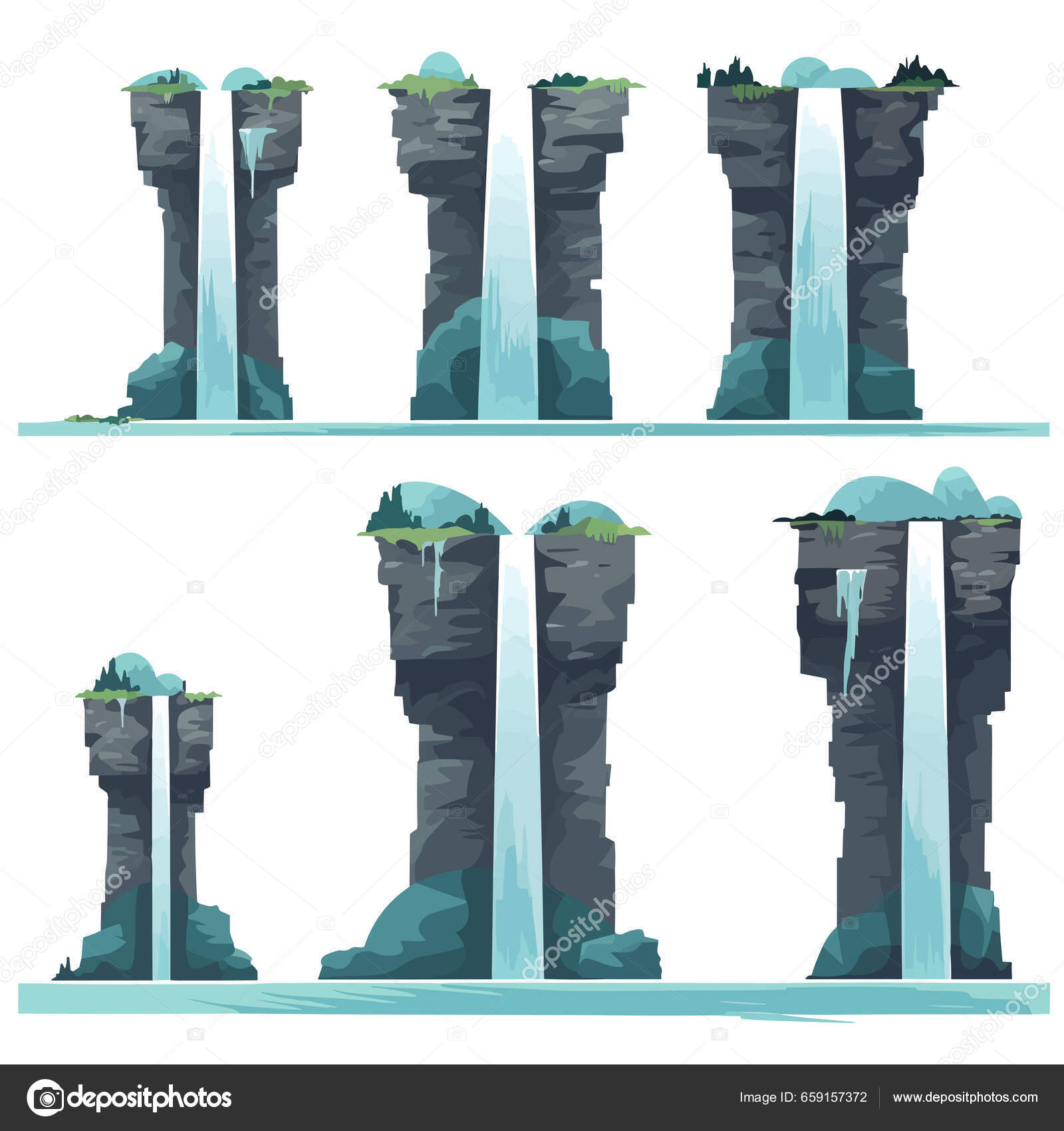Conjunto Cascada Vector Aislado Blanco Vector de stock por ©AdamLevy ...