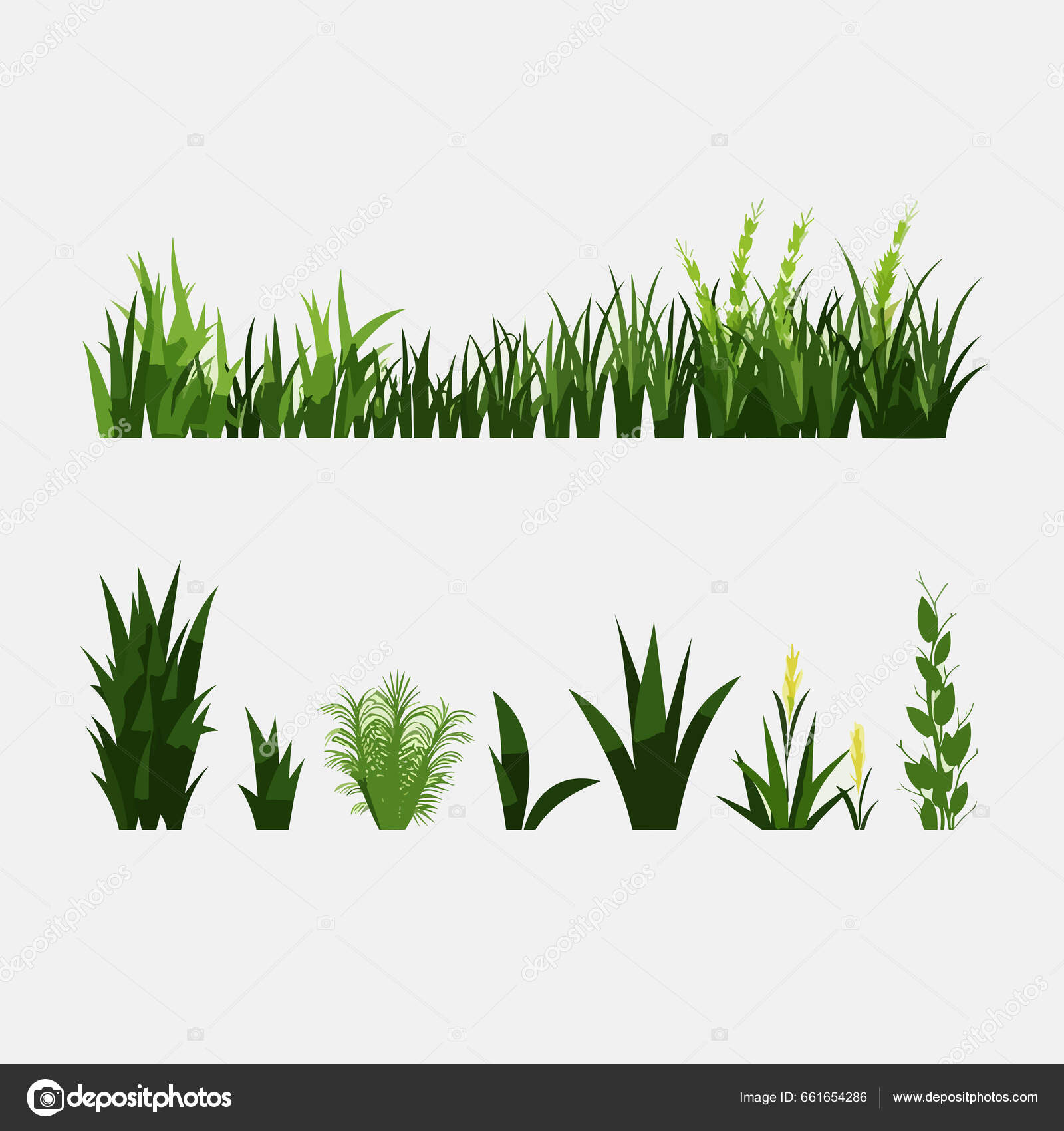 Verde Hierba Vector Conjunto Aislado Blanco Vector de stock por ...