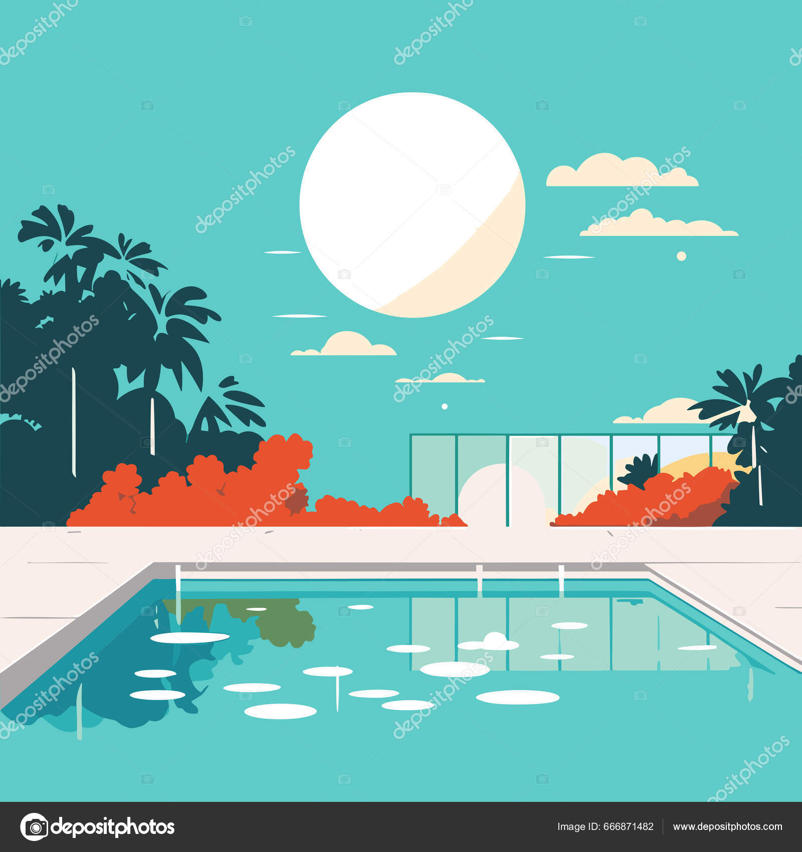 Piscina Vector Plano Minimalista Activo Aislado Ilustración Vector de ...