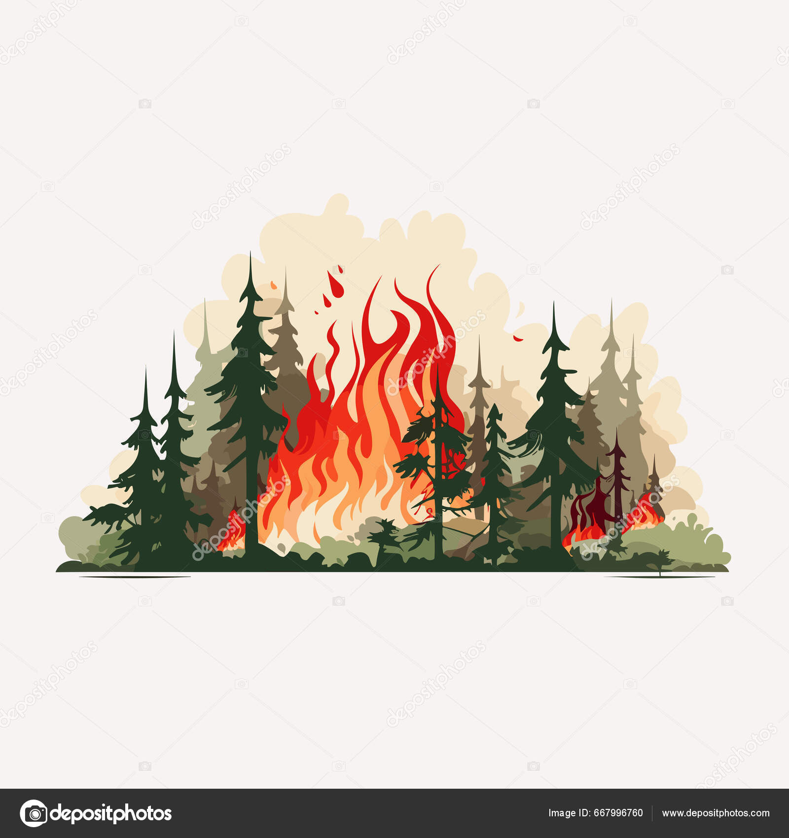 Forest Fire Vector Flat Minimalistic Isolated Illustration Stock Vector ...