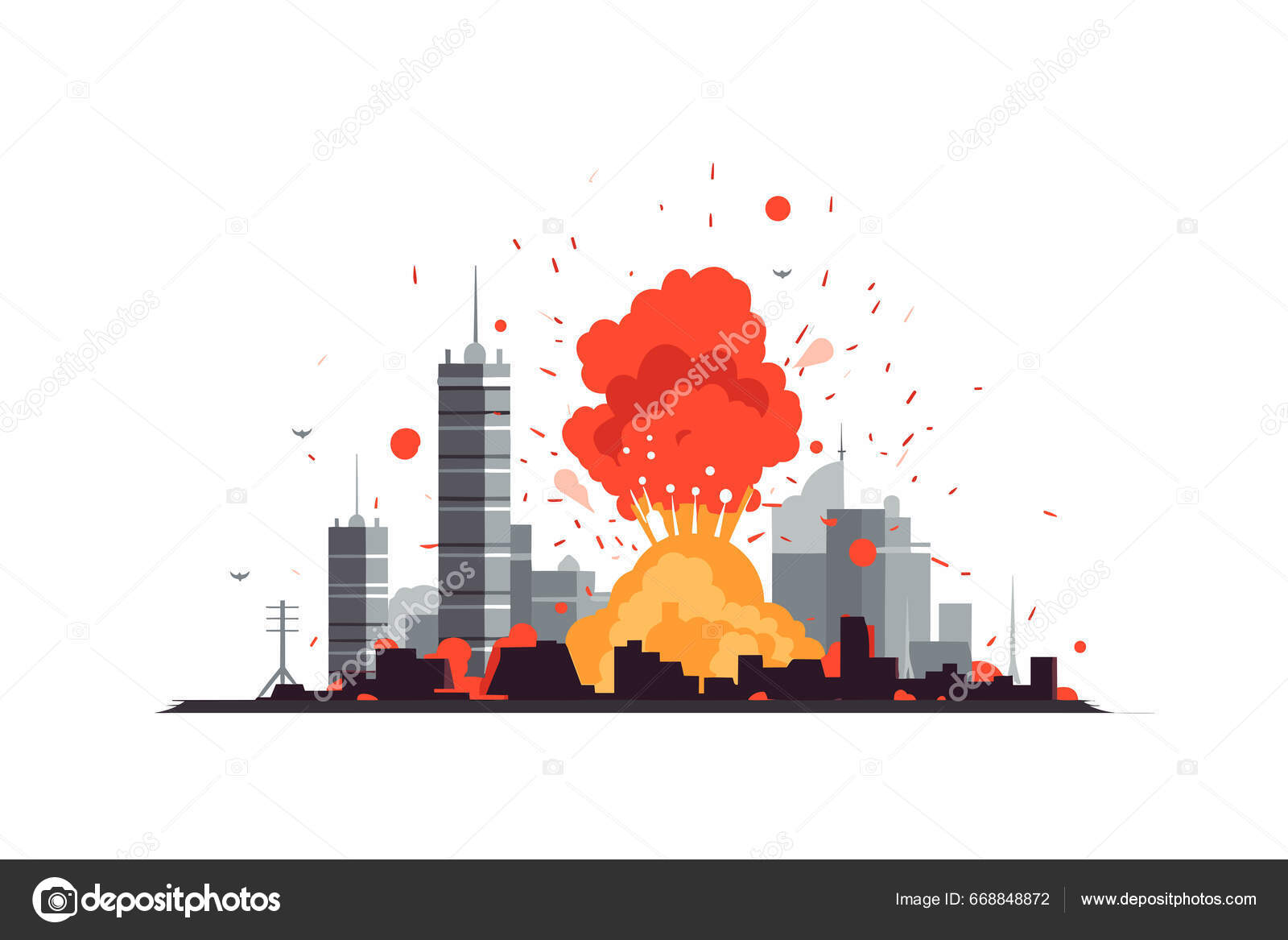 Nuclear Power Plant Explosion Vector Flat Isolated Illustration Stock ...