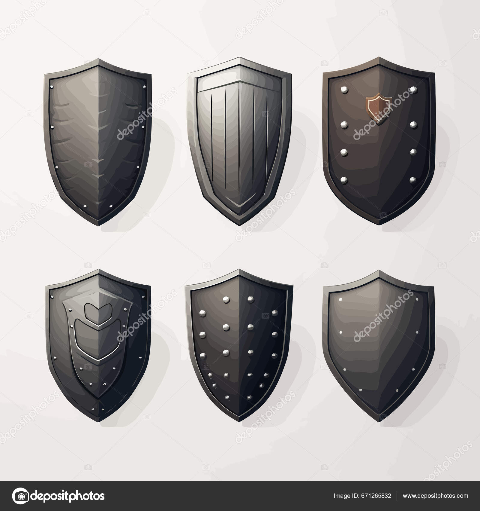 Shield Set Vector Flat Minimalistic Isolated Illustration Stock Vector ...