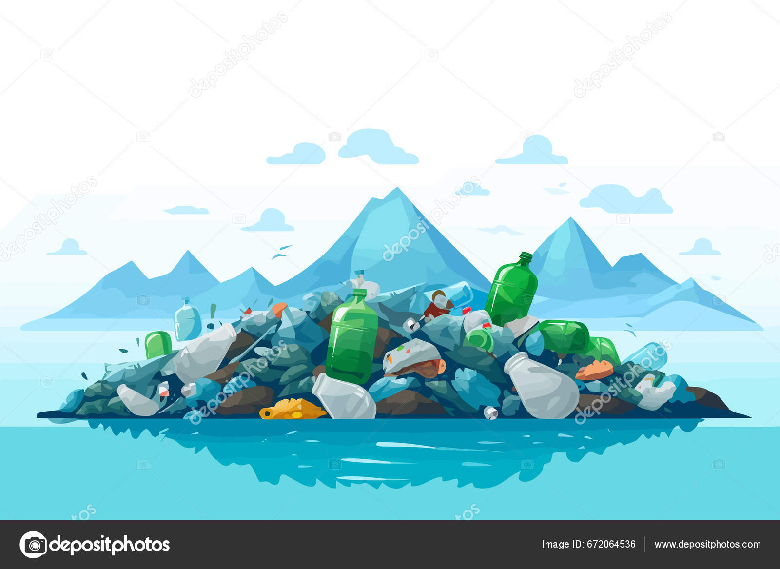 Plástico Contaminación Vector Plano Minimalista Aislado Ilustración ...