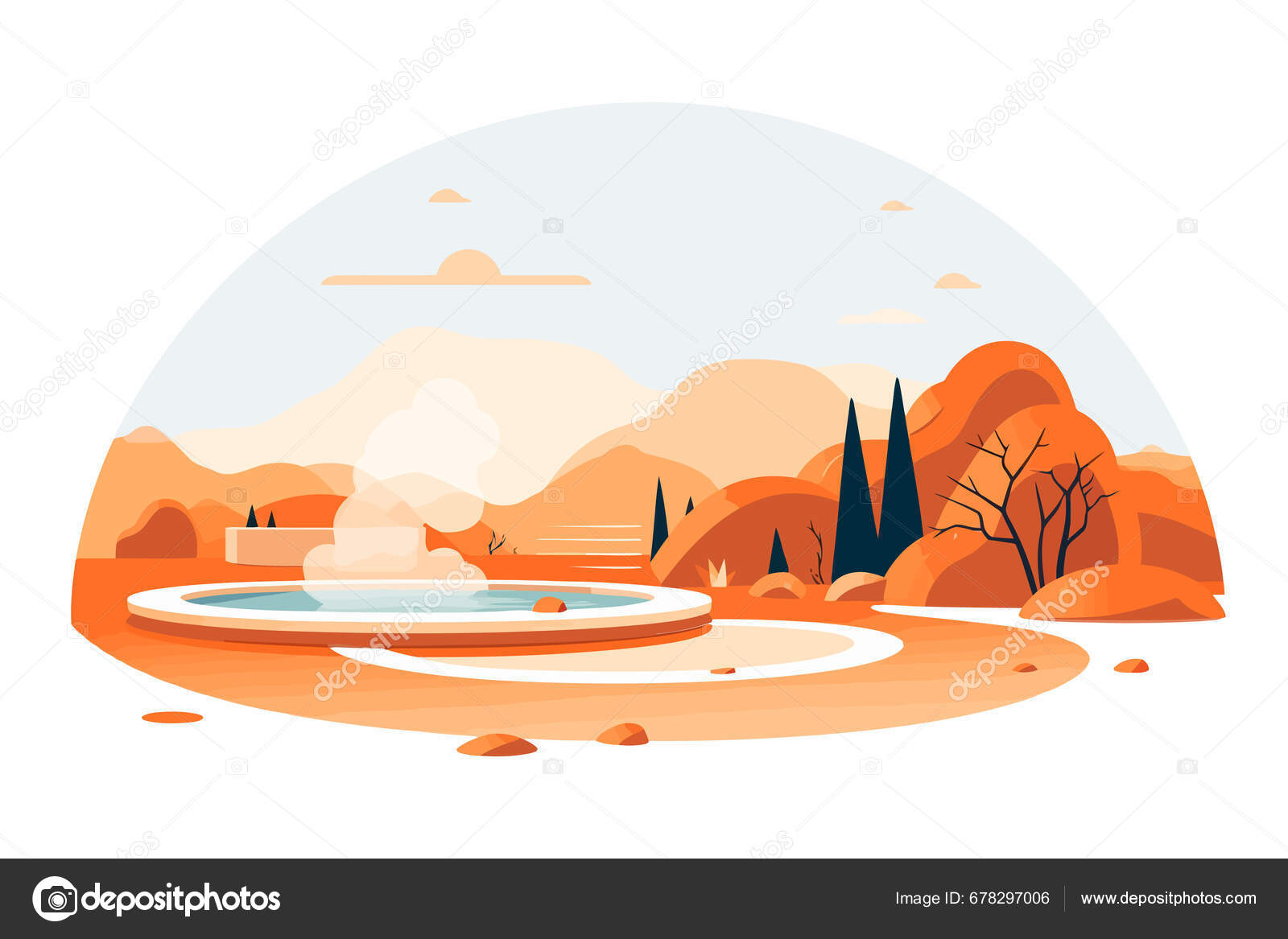 Thermal Hot Springs Vector Flat Minimalistic Isolated Vector Style ...