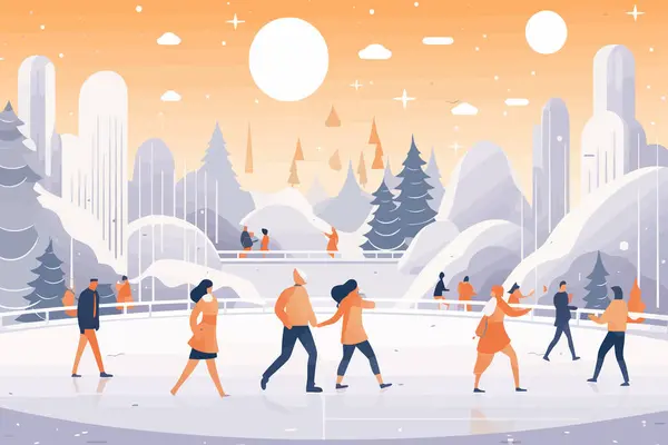 Playful Snowball Fight Smiling Couple Isolated Vector Style ...