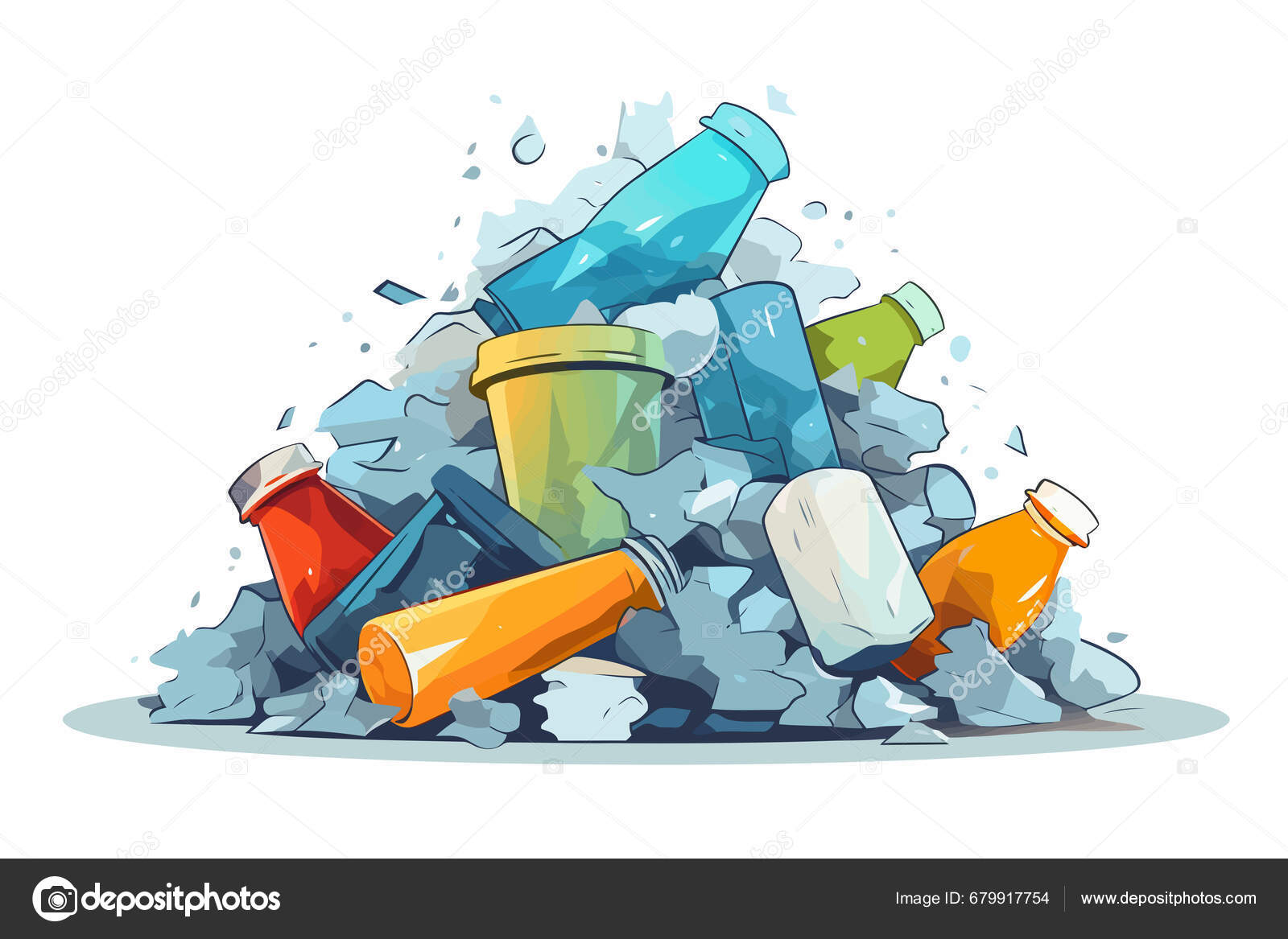 Glass Pile Trash Vector Flat Minimalistic Isolated Vector Style ...