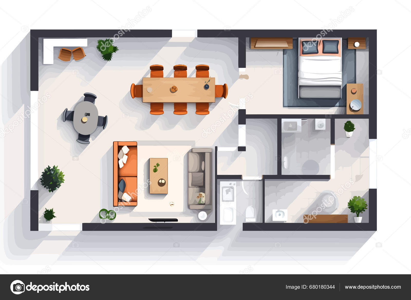 House Plan Top View Vector Flat Minimalistic Isolated Vector Style ...
