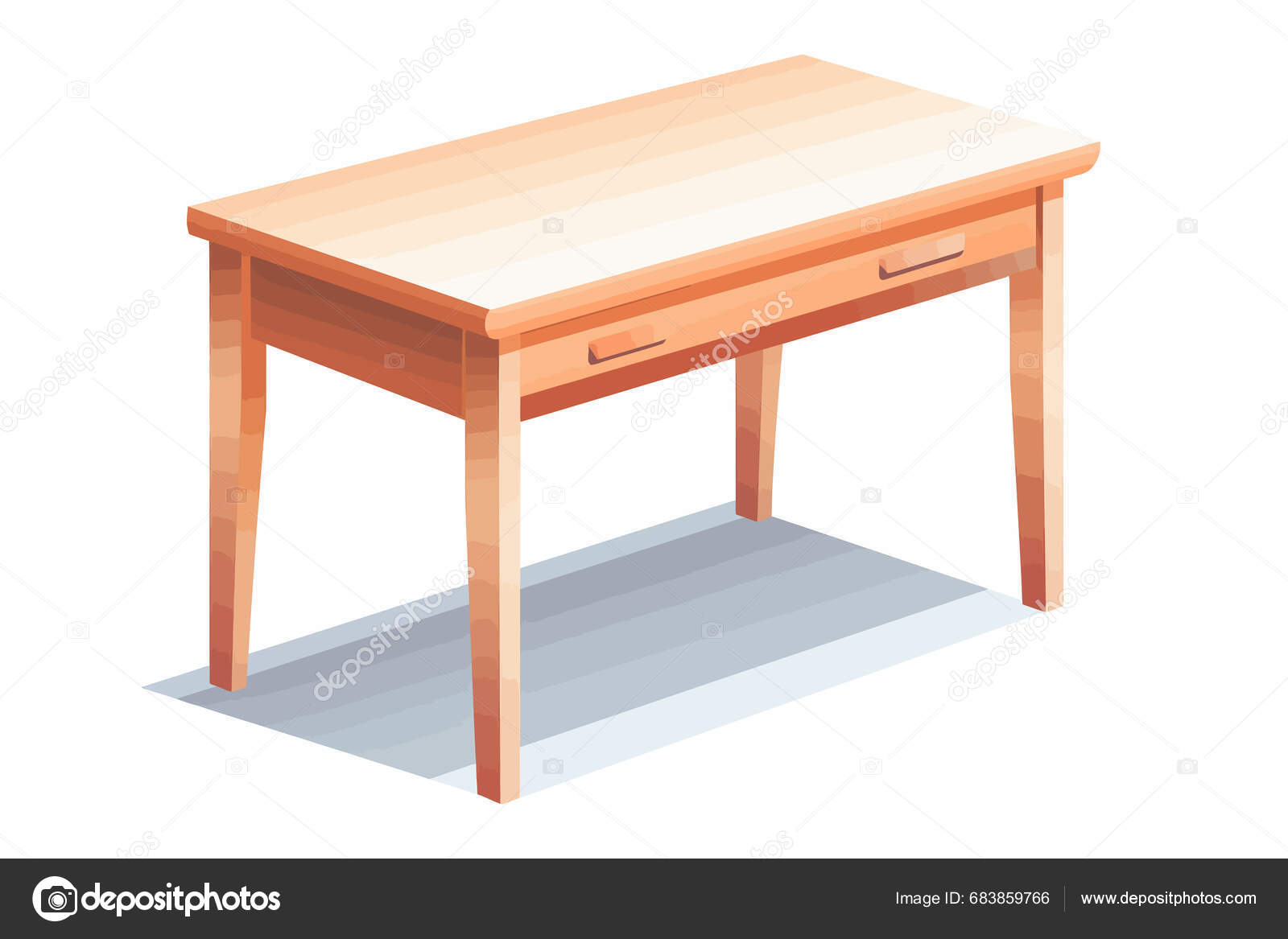 Computer Table Isolated Vector Style Illustration Stock Vector by ...
