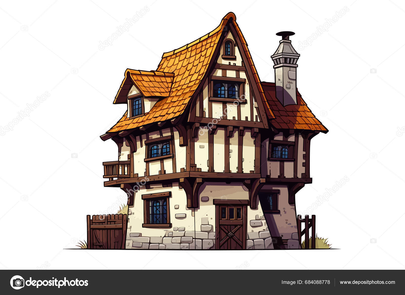 Medieval House Isolated Vector Style Illustration Stock Vector by ...