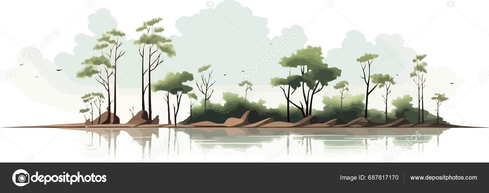 Marsh Trees Set Isolated Vector Style Illustration Stock Vector by ...