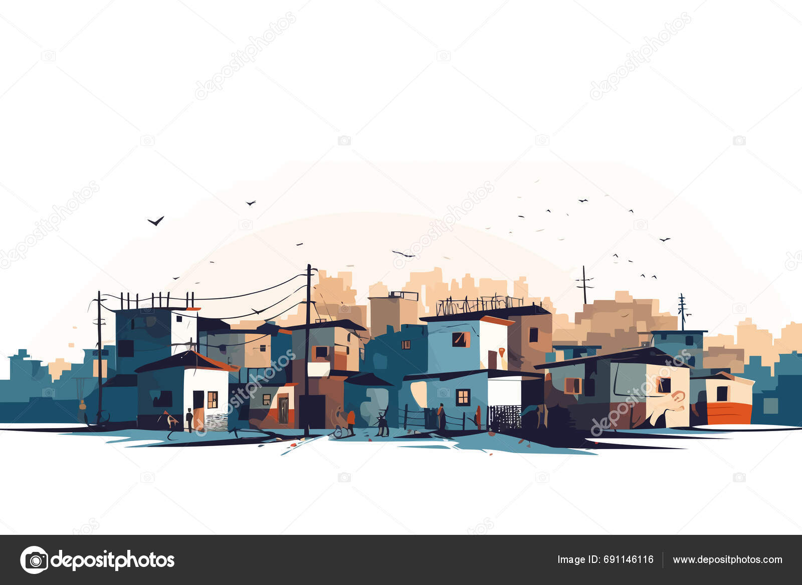 Favelas Isolado Vetor Estilo Ilustração imagem vetorial de AdamLevy ...
