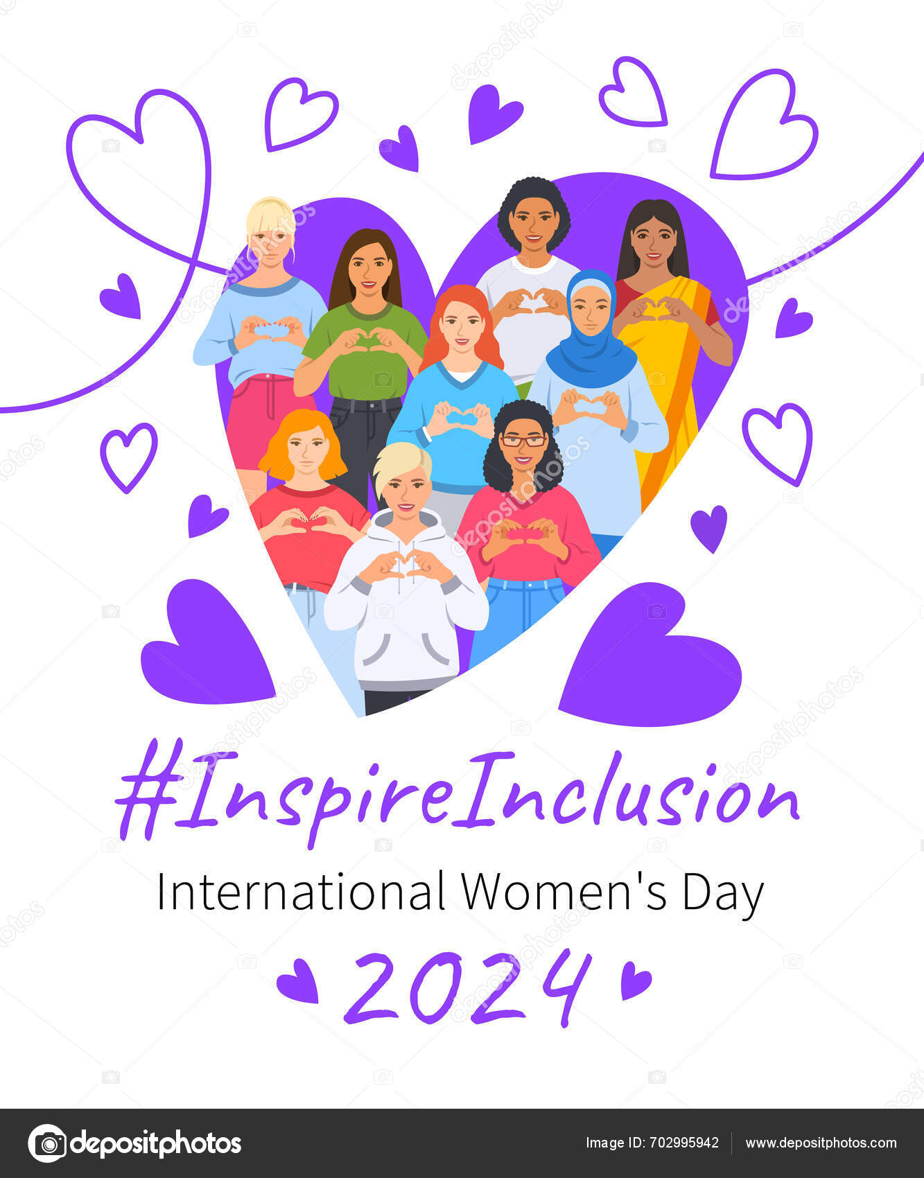 Inspire Inclusion Campaign Pose International Women's Day 2024 Theme Banner Stock Vector by ...